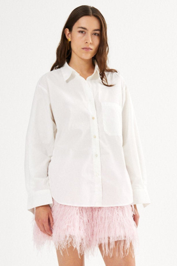 Rabens Saloner | Skjorte | Djana Poplin Side Gather Shirt, white ...
